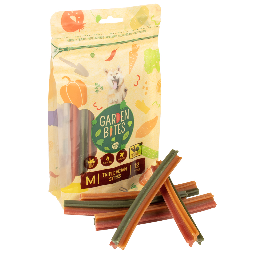 Garden Bites Triple Vegan Sticks Meerkleurig M 15 cm 12 stuks